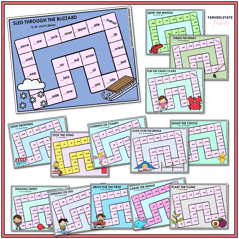 Beginning Digraphs & Blends Phonics Games and Activities Elementary ...