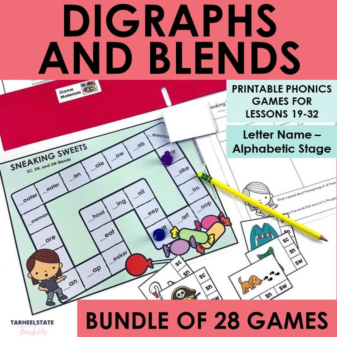 Beginning Digraphs & Blends Phonics Games and Activities | Elementary ...
