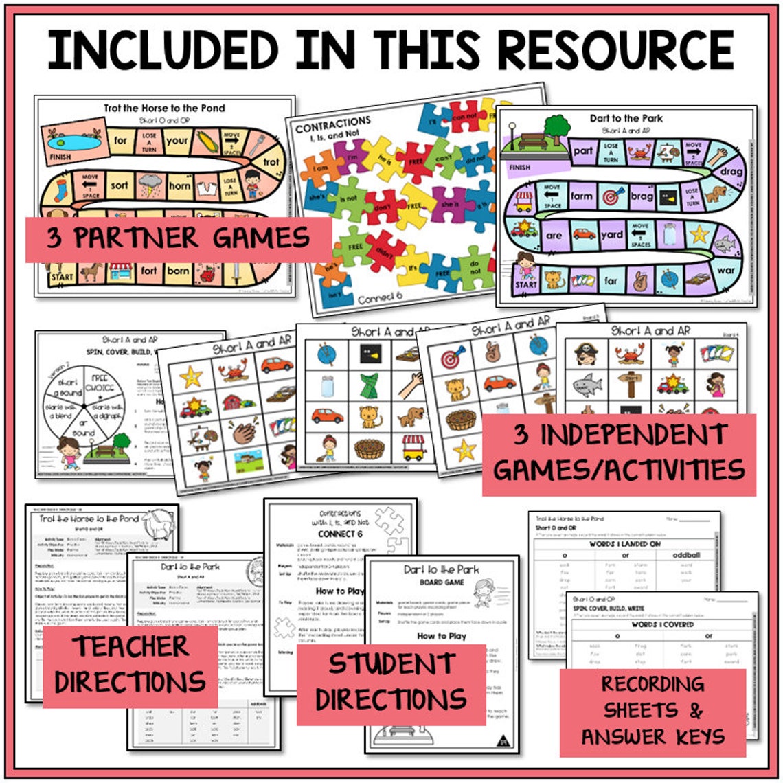 R-controlled Vowel Games and Activities Bundle Elementary Phonics ...