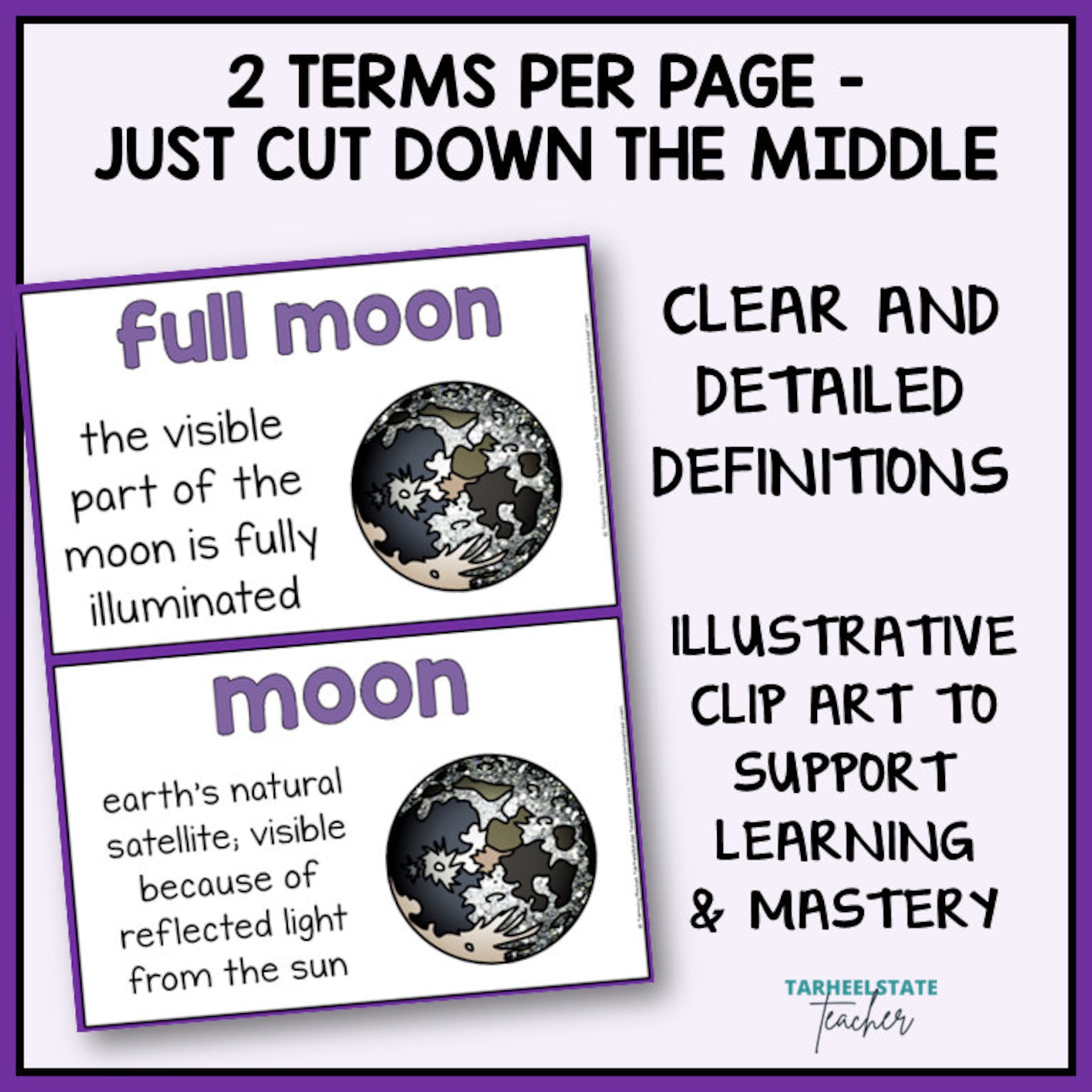 Moon Phases Definition Posters for Science Bulletin Board | Vocabulary ...