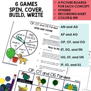 Short Vowel CVC Word Family Games Bundle | Common Word Families With ...