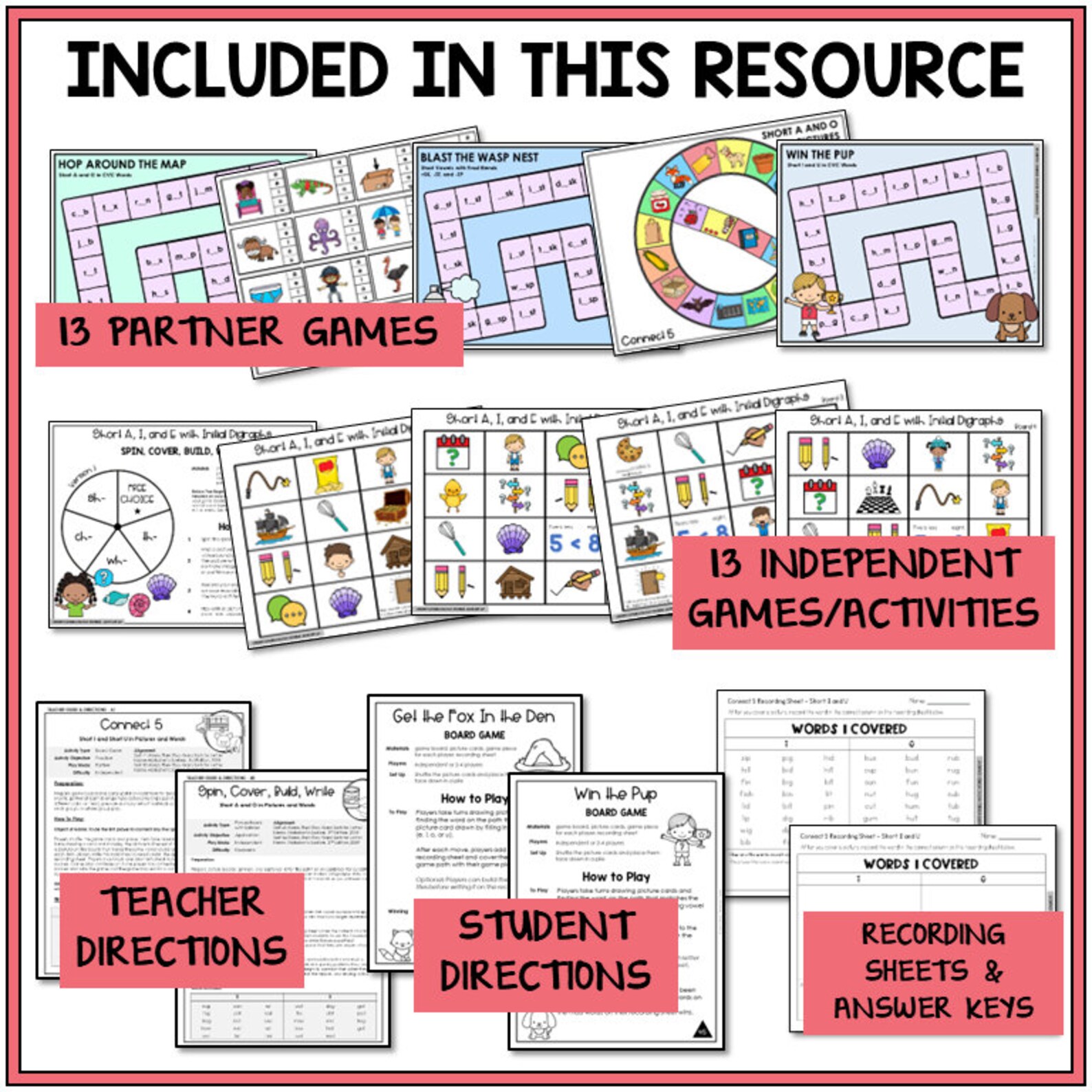 Short Vowels in CVC Words Games and Activities | Elementary Phonics ...