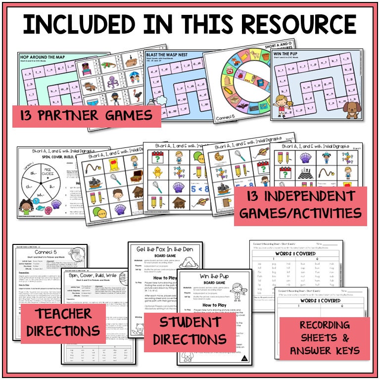 Short Vowels in CVC Words Games and Activities | Elementary Phonics ...