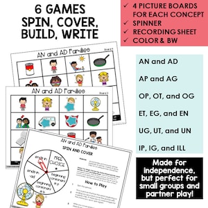 Short Vowel CVC Word Family Games Bundle | Common Word Families With ...