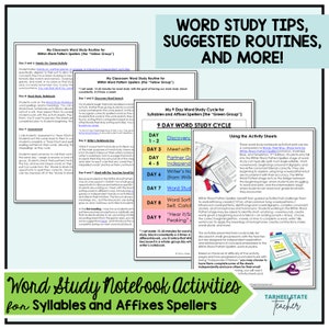 Syllables and Affixes Word Study Notebook | 4th-5th Grade Spelling ...