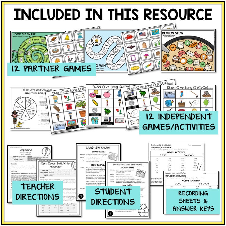 Short and Long Vowel Sounds Activities and Games Bundle | Elementary ...