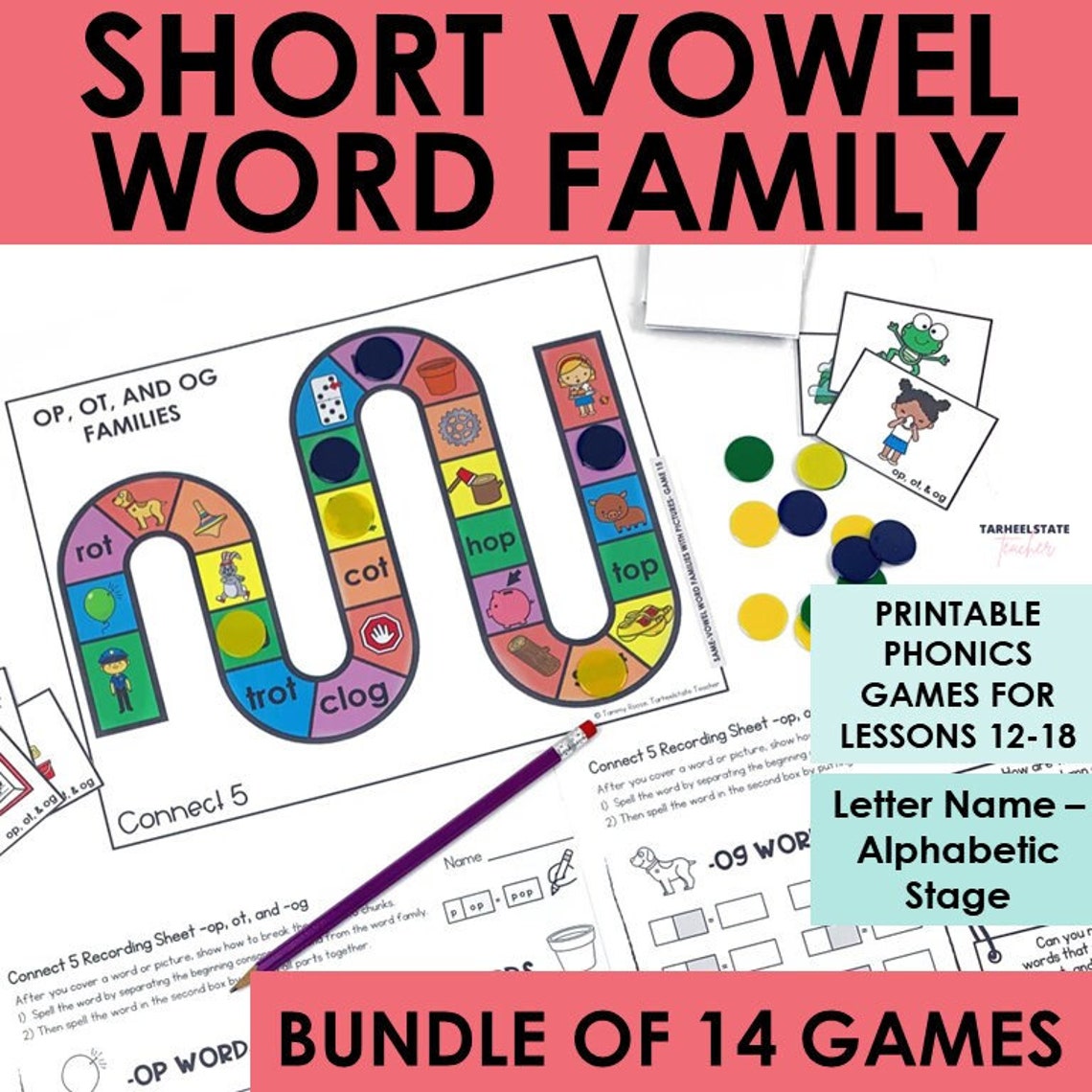 Short Vowel CVC Word Family Games Bundle Common Word Families With ...