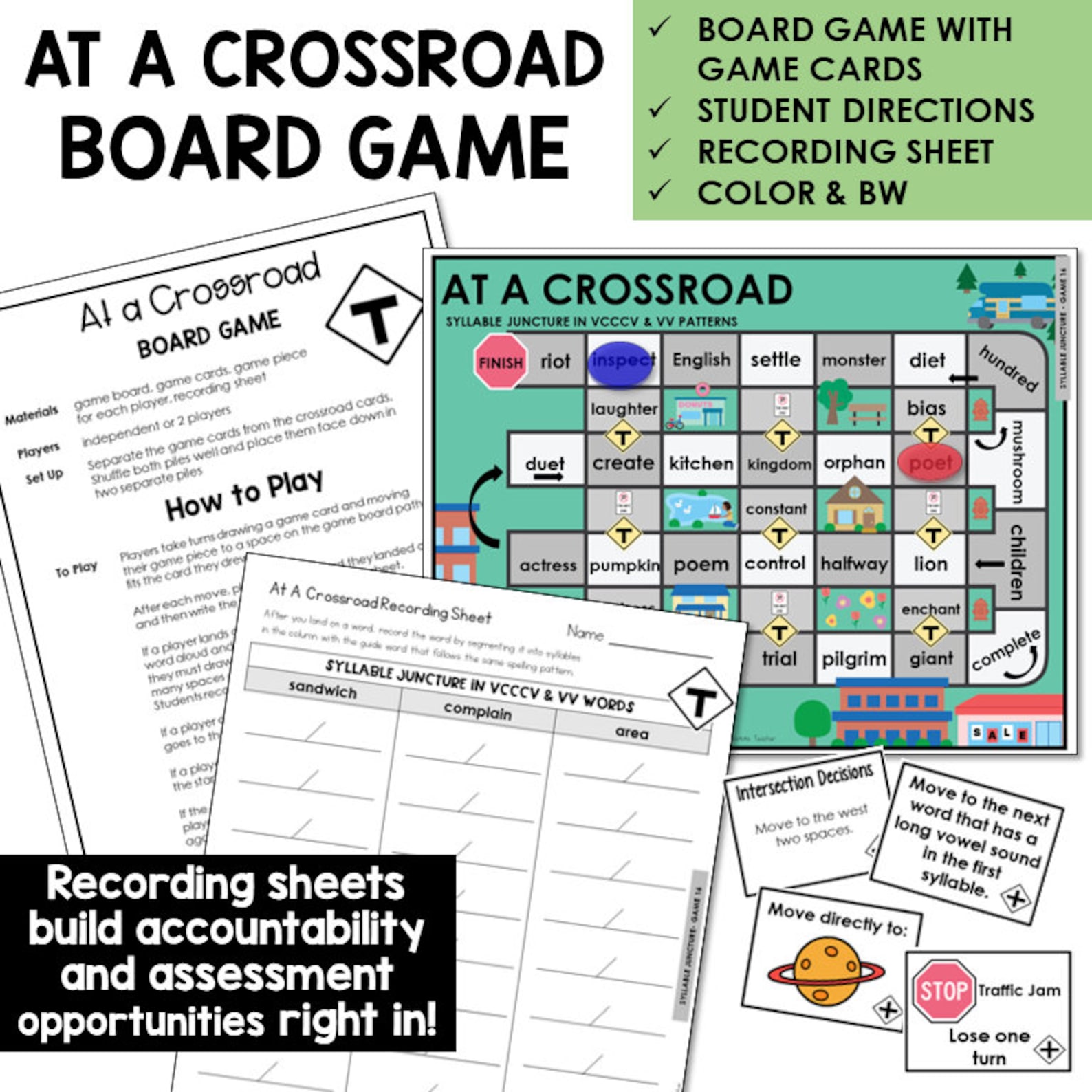 Syllable Juncture Patterns Syllables and Affixes Games and Activities ...