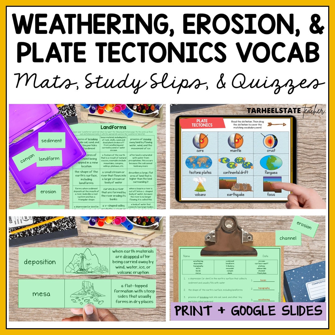 Landforms & Plate Tectonics Vocabulary and Definition Practice ...