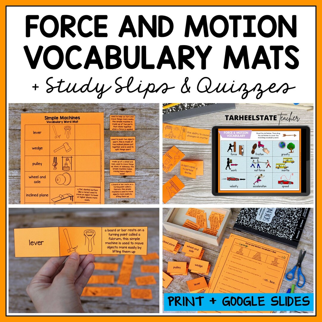Force & Motion Simple Machines Vocabulary and Definition Practice ...