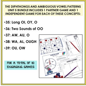 Diphthong & Ambiguous Vowel Games | Within Word Pattern Activities | Elementary Phonics Practice ...