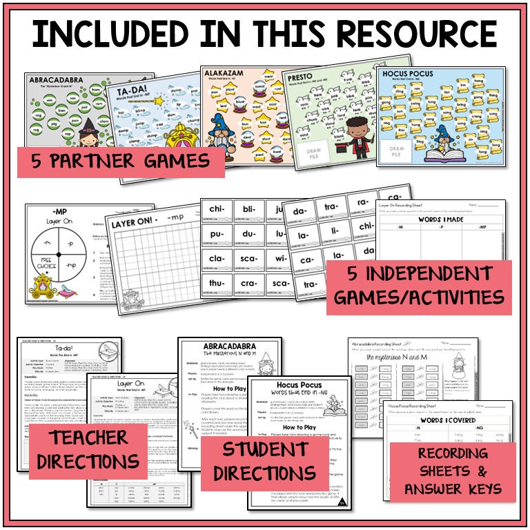 Preconsonantal Nasals Phonics Games | Ng, Mp, Nt, Nk, Nd | CVC Phonics ...