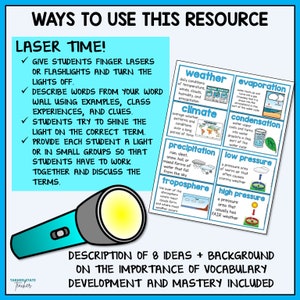 Weather, Climate, Weather Tools Definition Posters for Science Bulletin ...
