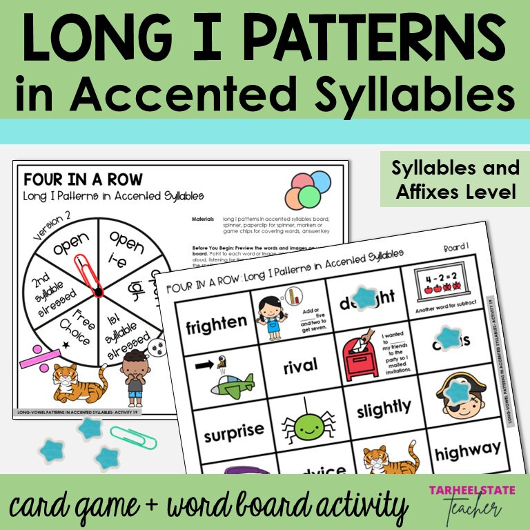 Long Vowel Patterns in Stressed or Accented Syllables Games and ...