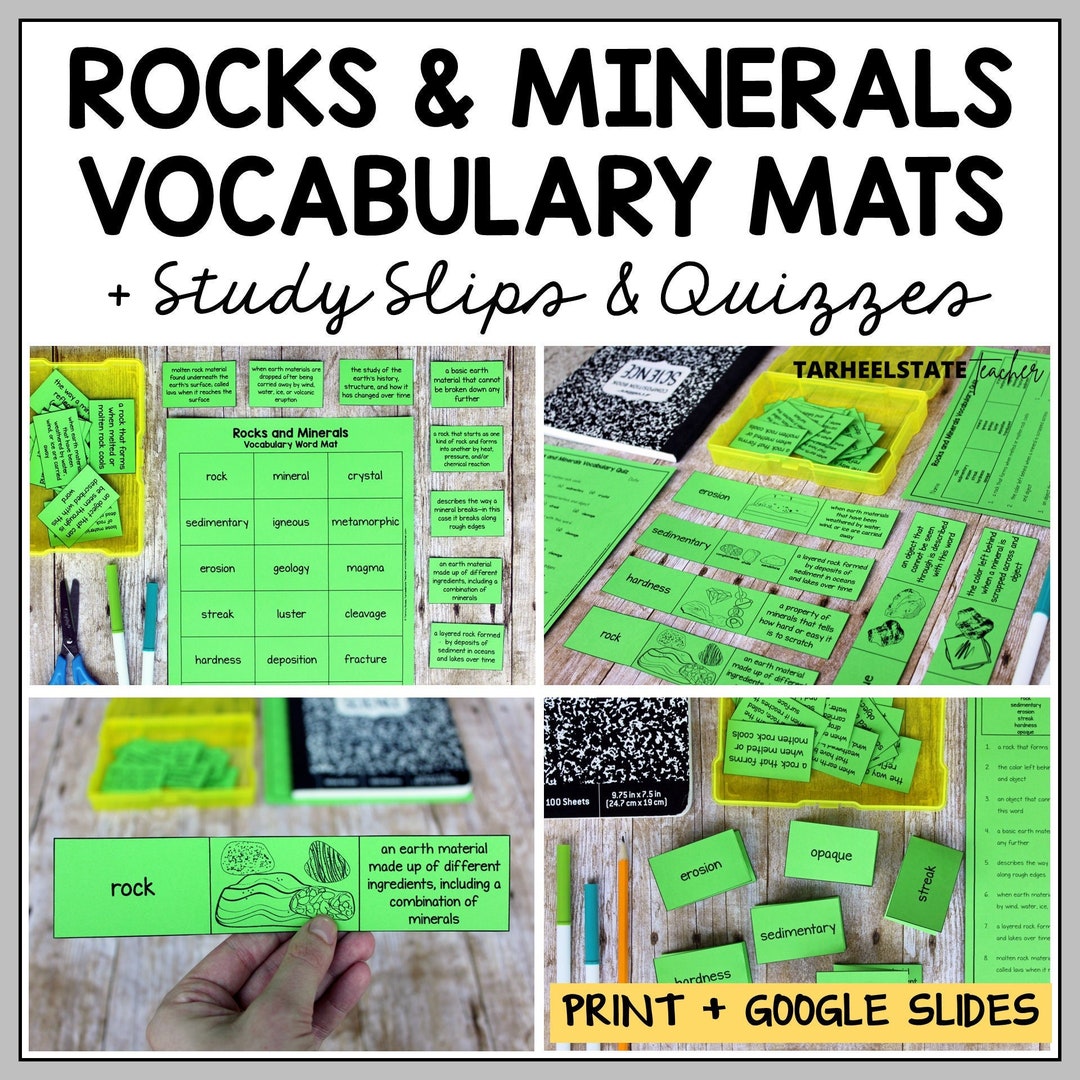 Rocks and Minerals Vocabulary and Definition Practice | Vocabulary ...