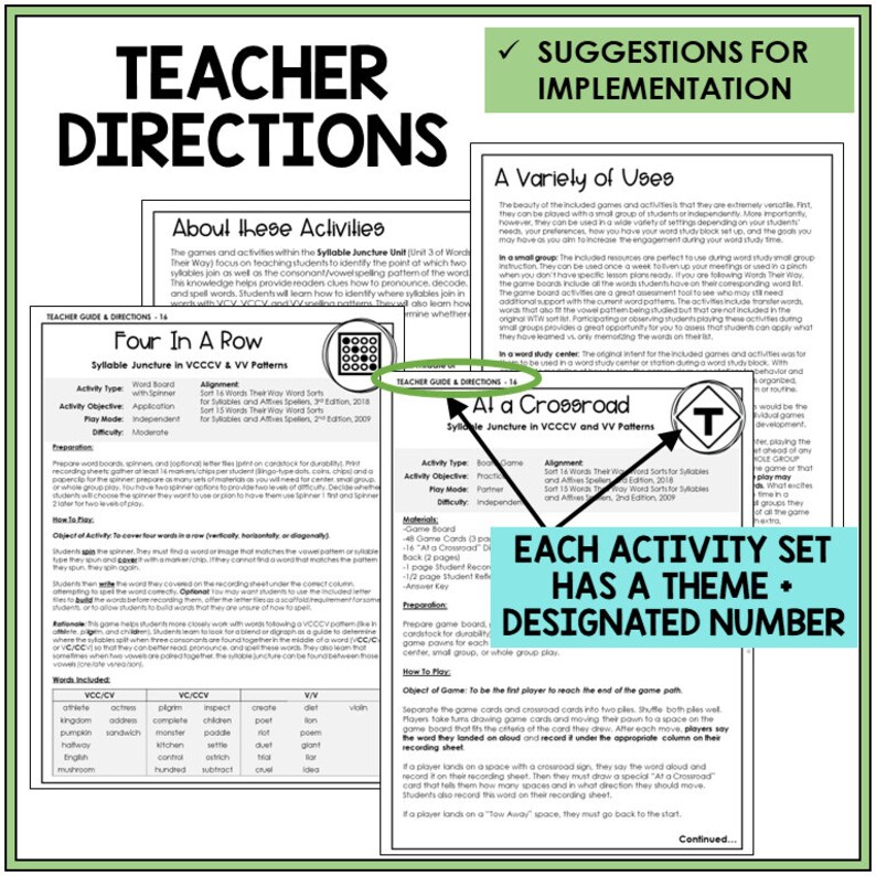 Syllable Juncture Patterns Syllables and Affixes Games and Activities ...