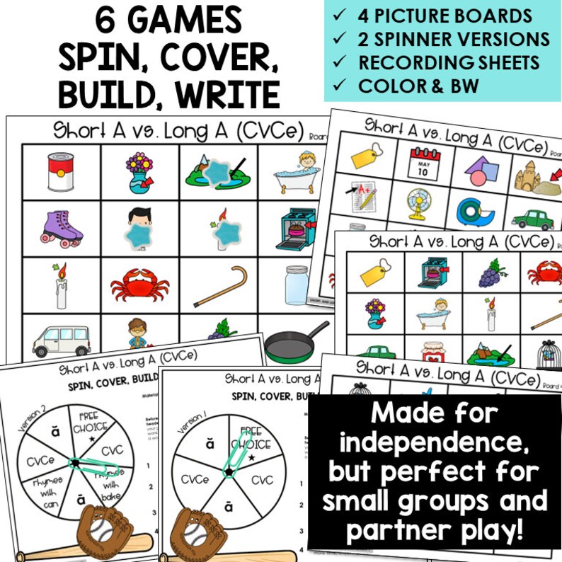 Short and Long Vowel Sounds Activities and Games Bundle | Elementary ...