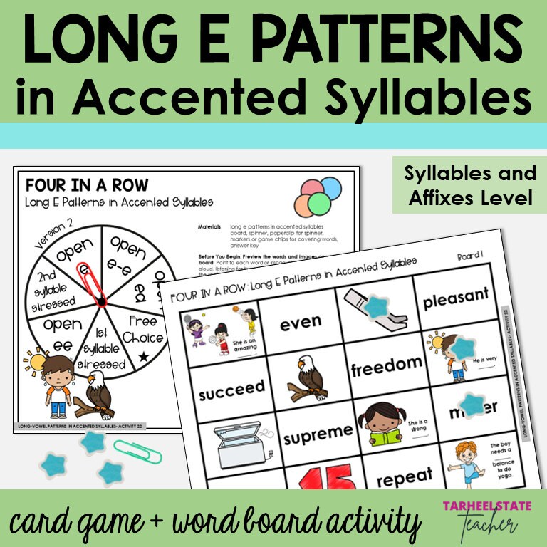 Long Vowel Patterns in Stressed or Accented Syllables Games and ...