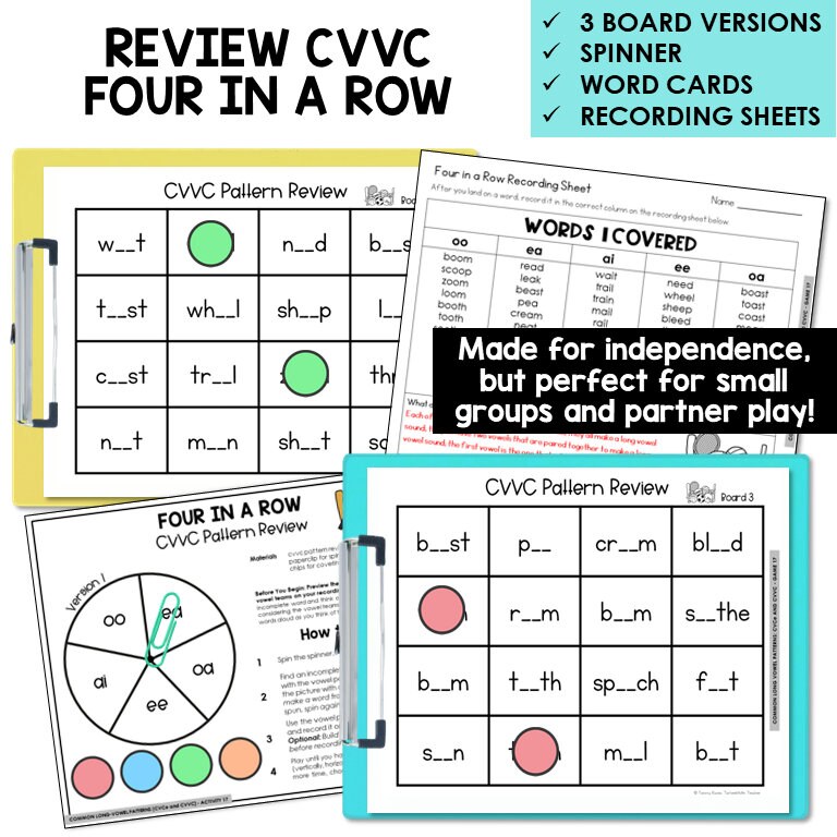 Common Long Vowel Patterns Cvce and CVVC Activity and Games Bundle ...