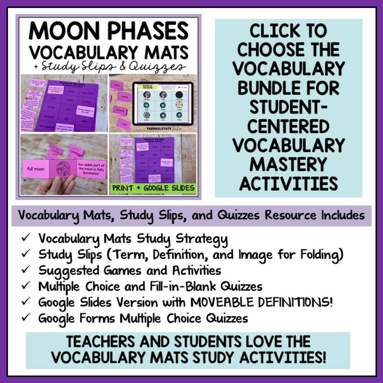 Moon Phases Science Vocabulary Posters | Classroom Word Wall (digital ...