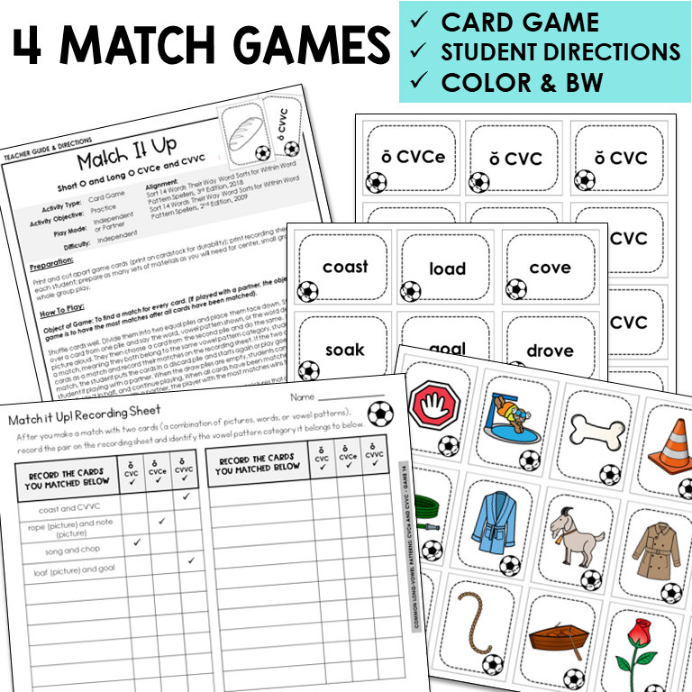 Common Long Vowel Patterns Cvce and CVVC Activity and Games Bundle ...