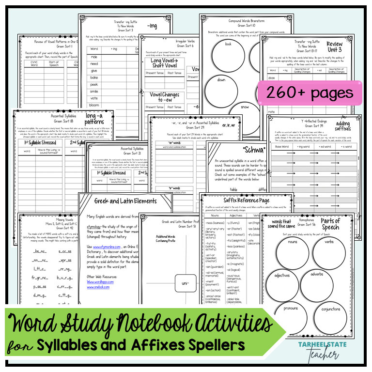 Syllables and Affixes Word Study Notebook | 4th-5th Grade Spelling ...
