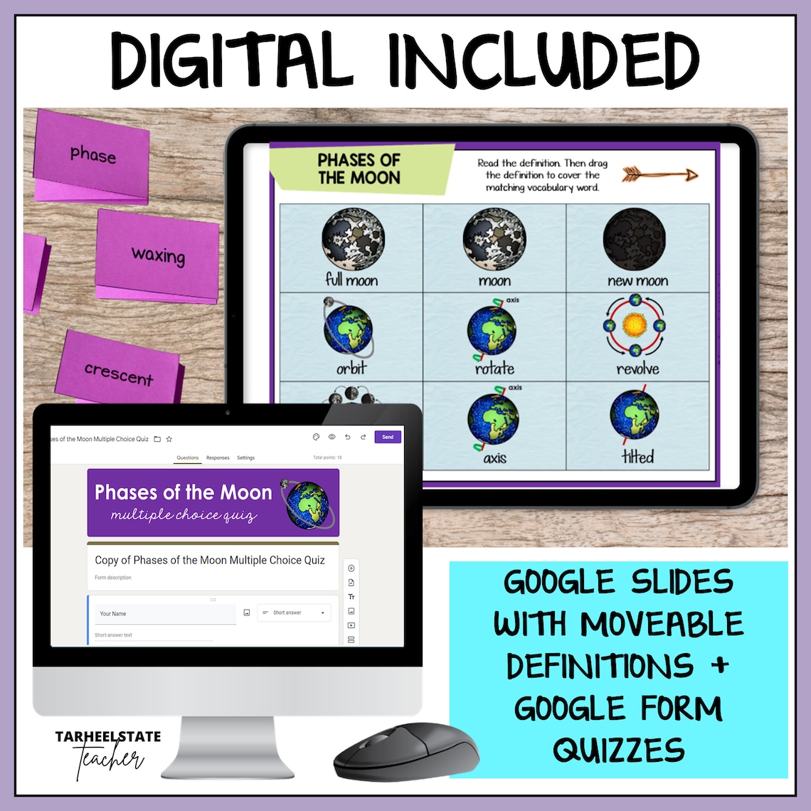 Phases of the Moon Vocabulary and Definition Practice | Vocabulary ...