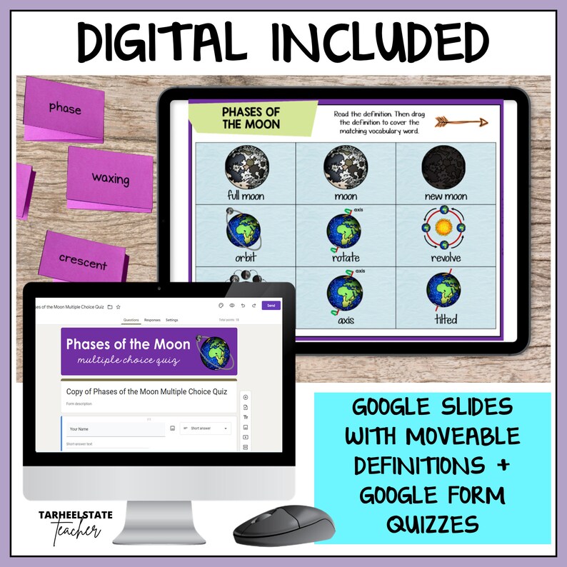 Phases of the Moon Vocabulary and Definition Practice | Vocabulary ...