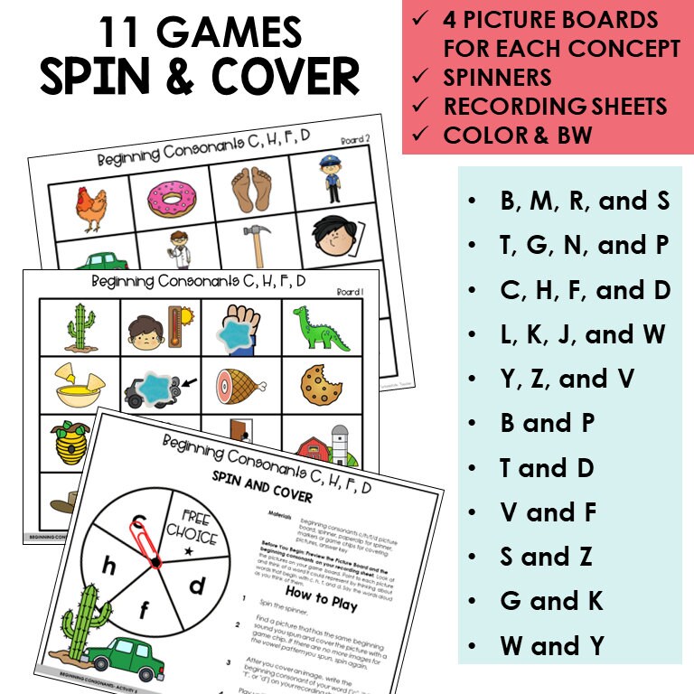 Beginning Consonant Sounds Games and Activities Bundle Elementary ...