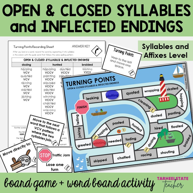 Syllable Juncture Patterns Syllables and Affixes Games and Activities ...