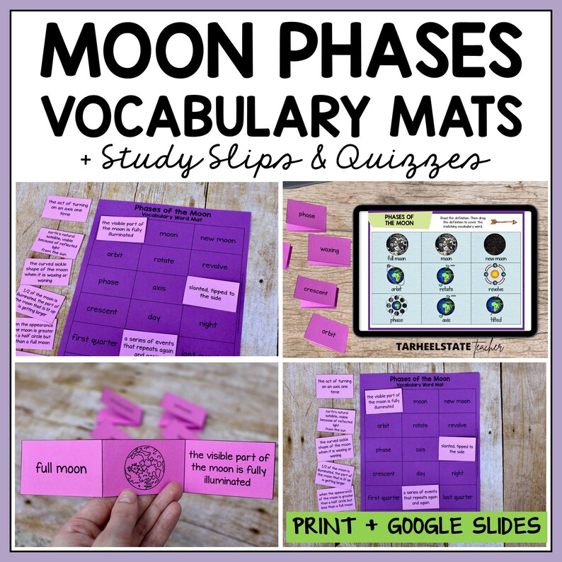 Phases of the Moon Vocabulary and Definition Practice | Vocabulary ...