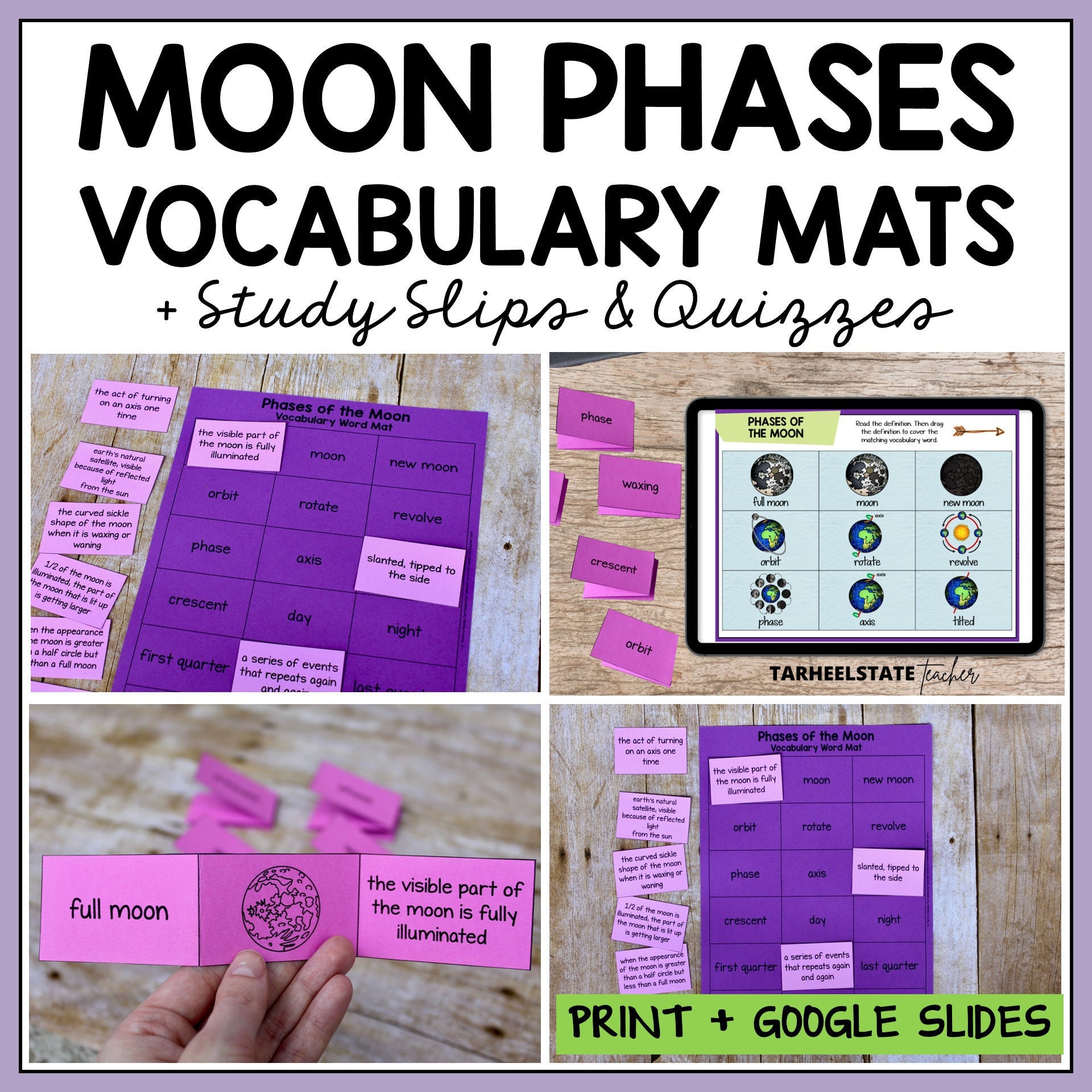 Phases of the Moon Vocabulary and Definition Practice | Vocabulary ...