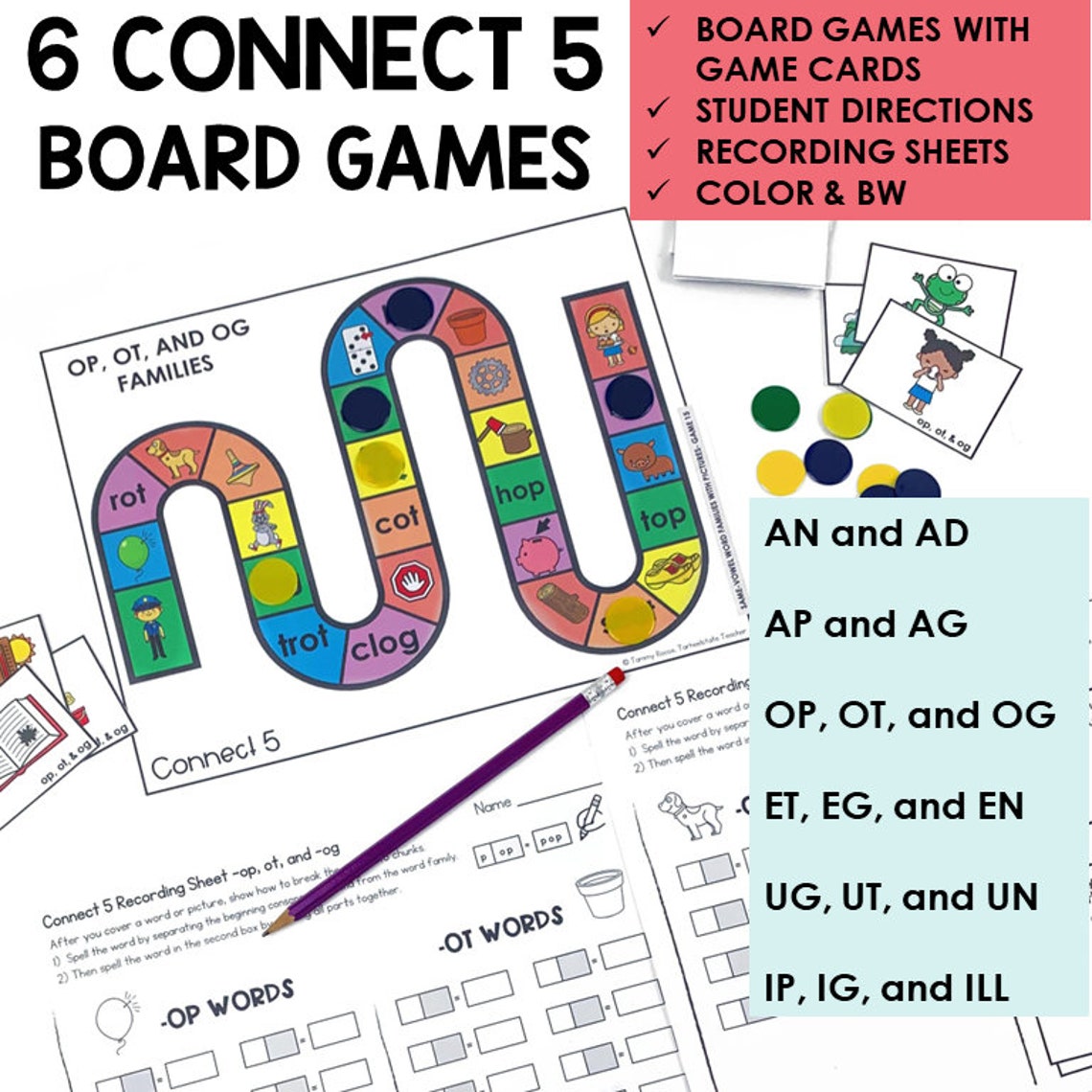 Short Vowel CVC Word Family Games Bundle Common Word Families With ...