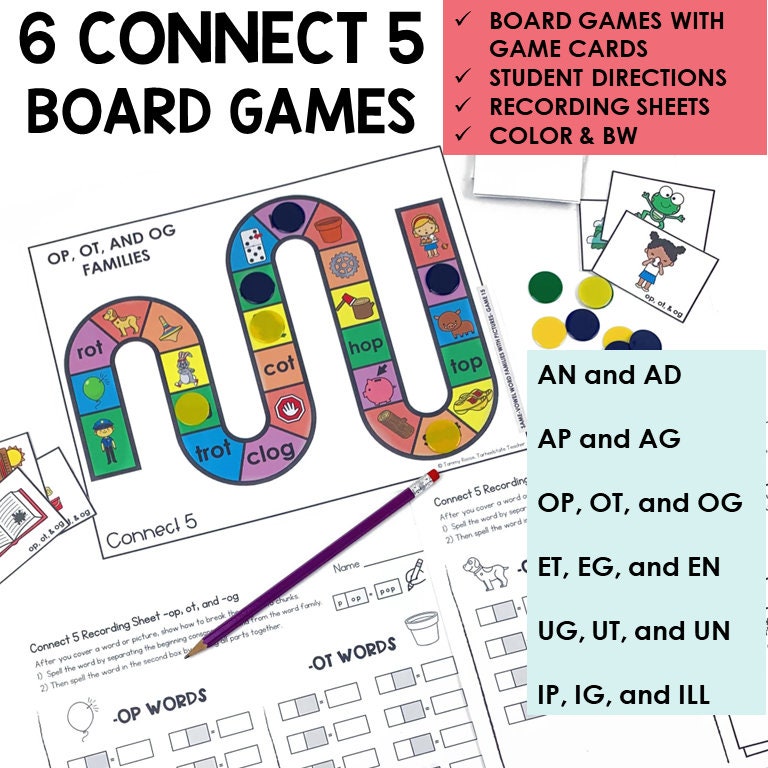 Short Vowel CVC Word Family Games Bundle Common Word Families With ...