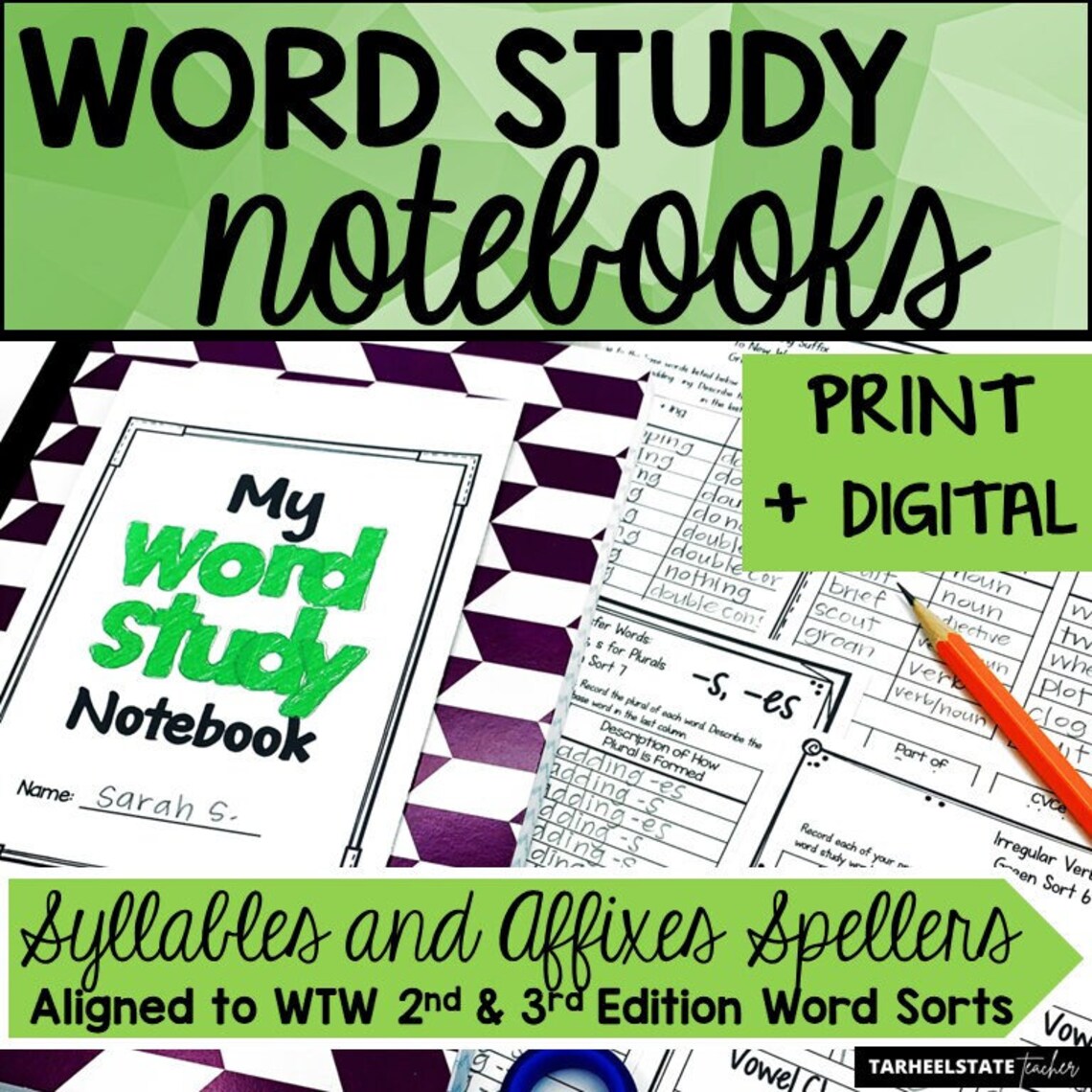 Syllables and Affixes Word Study Notebook | 4th-5th Grade Spelling ...