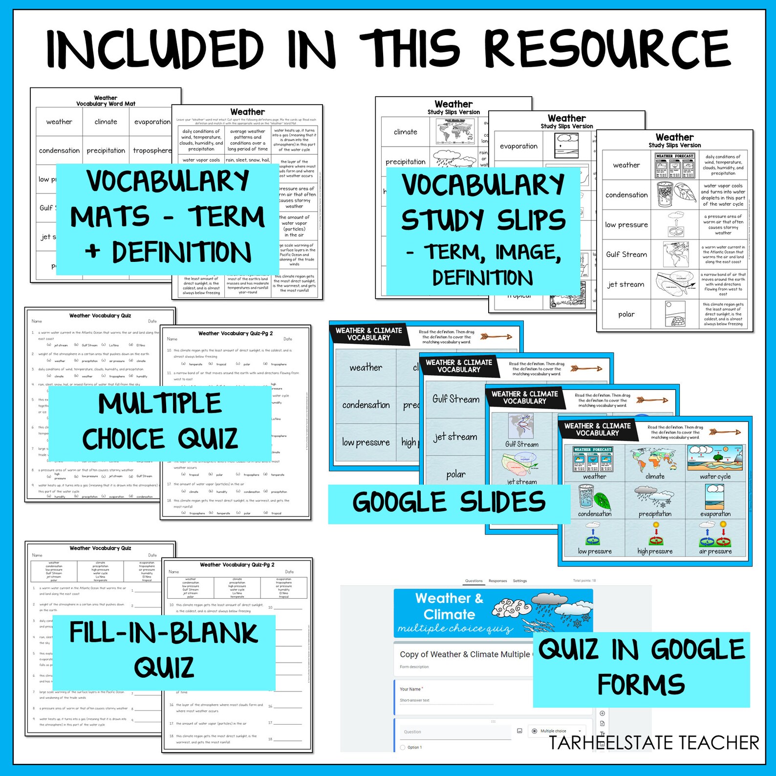 Weather Vocabulary Study Guide | Science Flashcards & Quizzes (digital ...