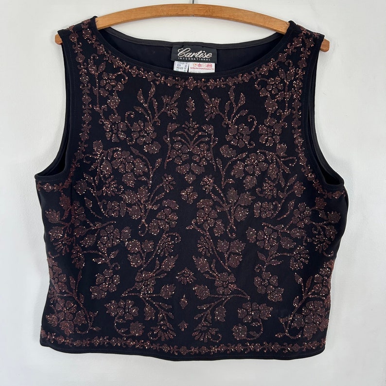 Vintage Cartise Sleeveless Shirt Black Beaded Made in Canada - Etsy