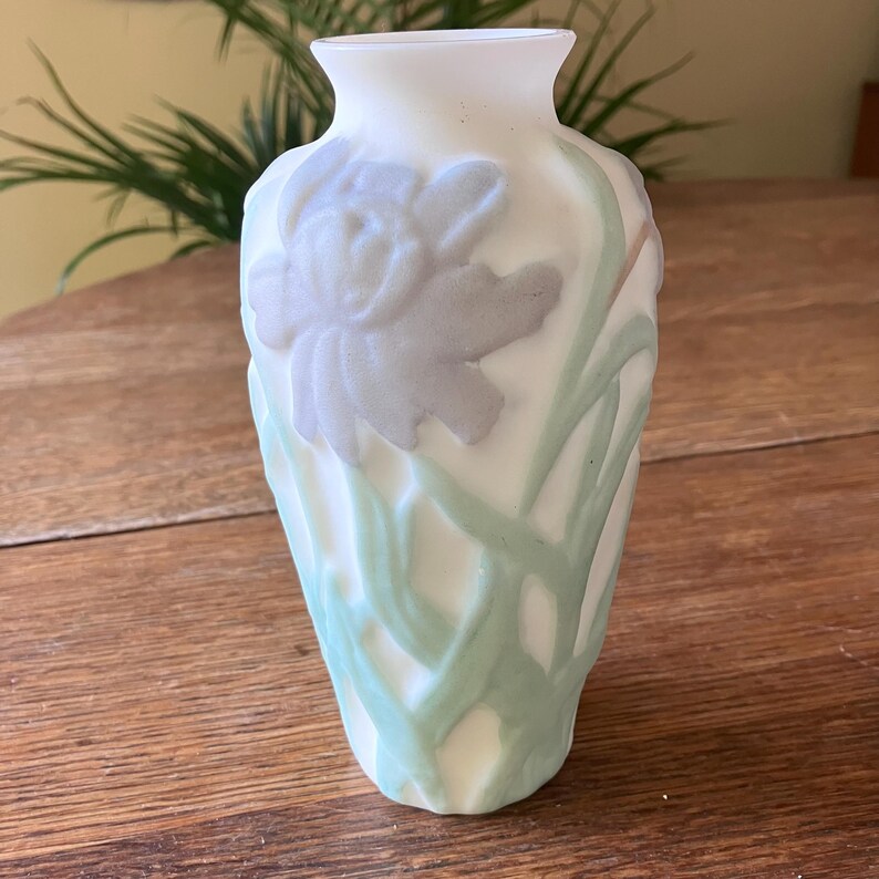 Vintage Pheonix Consolidated Glass Vase With Pastel Flowers - Etsy