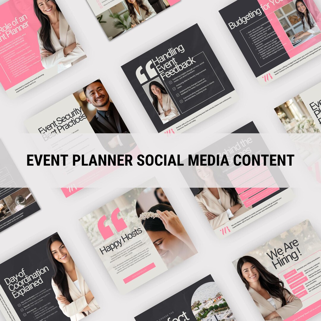 Event Planner Instagram Content, Social Media Posts Bundle (digital ...