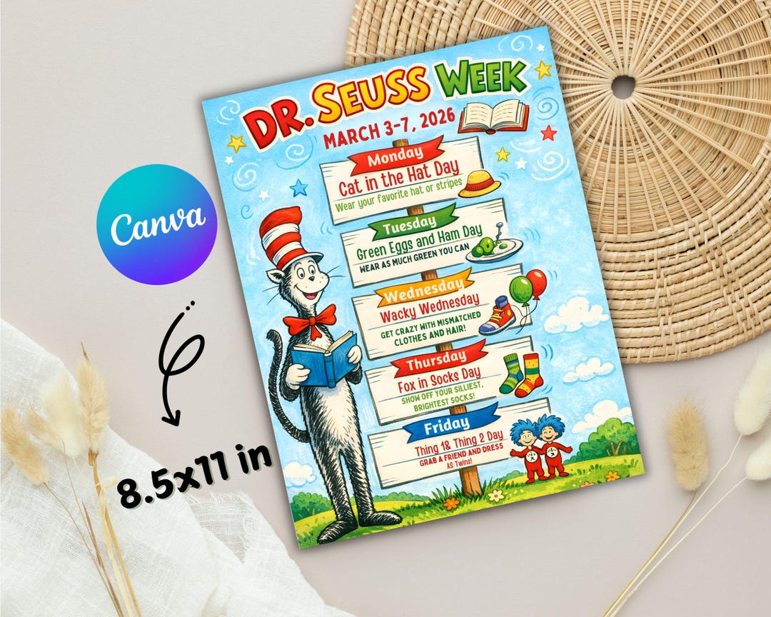 Editable Dr. Seuss Template | School Reading Flyer | Printable ...