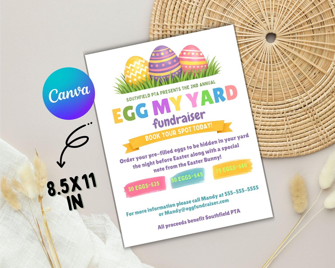 Egg My Yard Fundraiser Flyer, Easter Bunny Letter, Canva Template ...