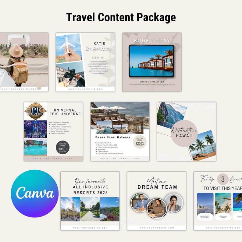 Travel Agent Social Media Content, Canva Template (digital Download) - Etsy