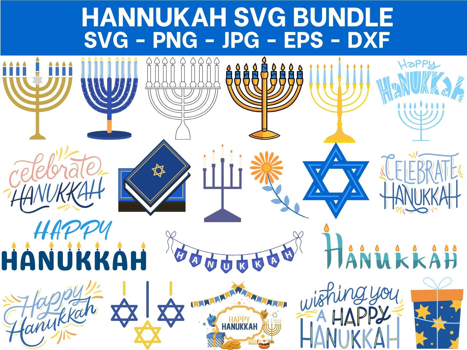 Happy Hanukkah SVG File: Menorah, Chanukah (digital Printable) - Etsy