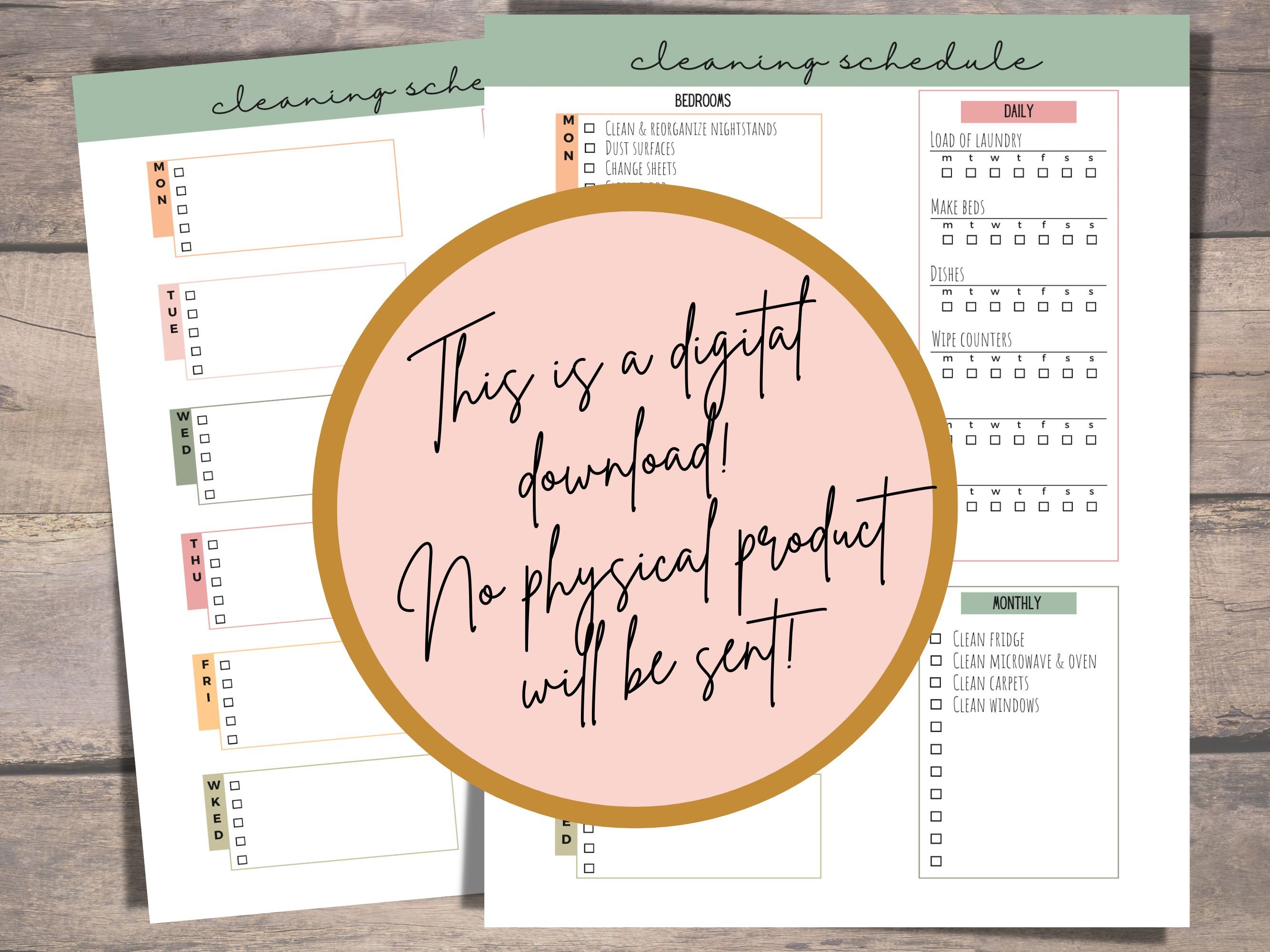 Boho Cleaning Schedule Printable: Home Organization (PDF) - Etsy