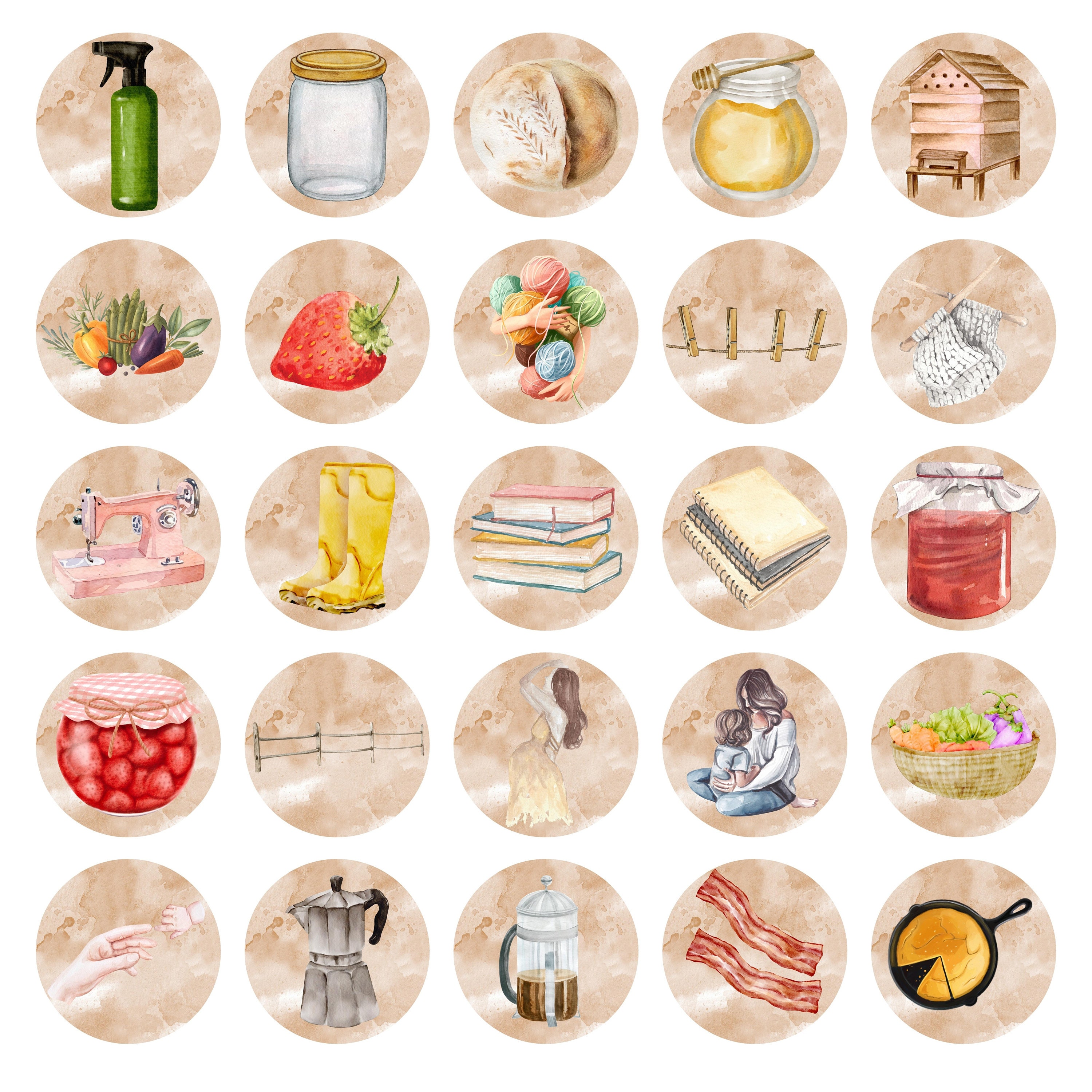 Homesteading Instagram Highlight Covers Neutral, Watercolor, Gardening ...