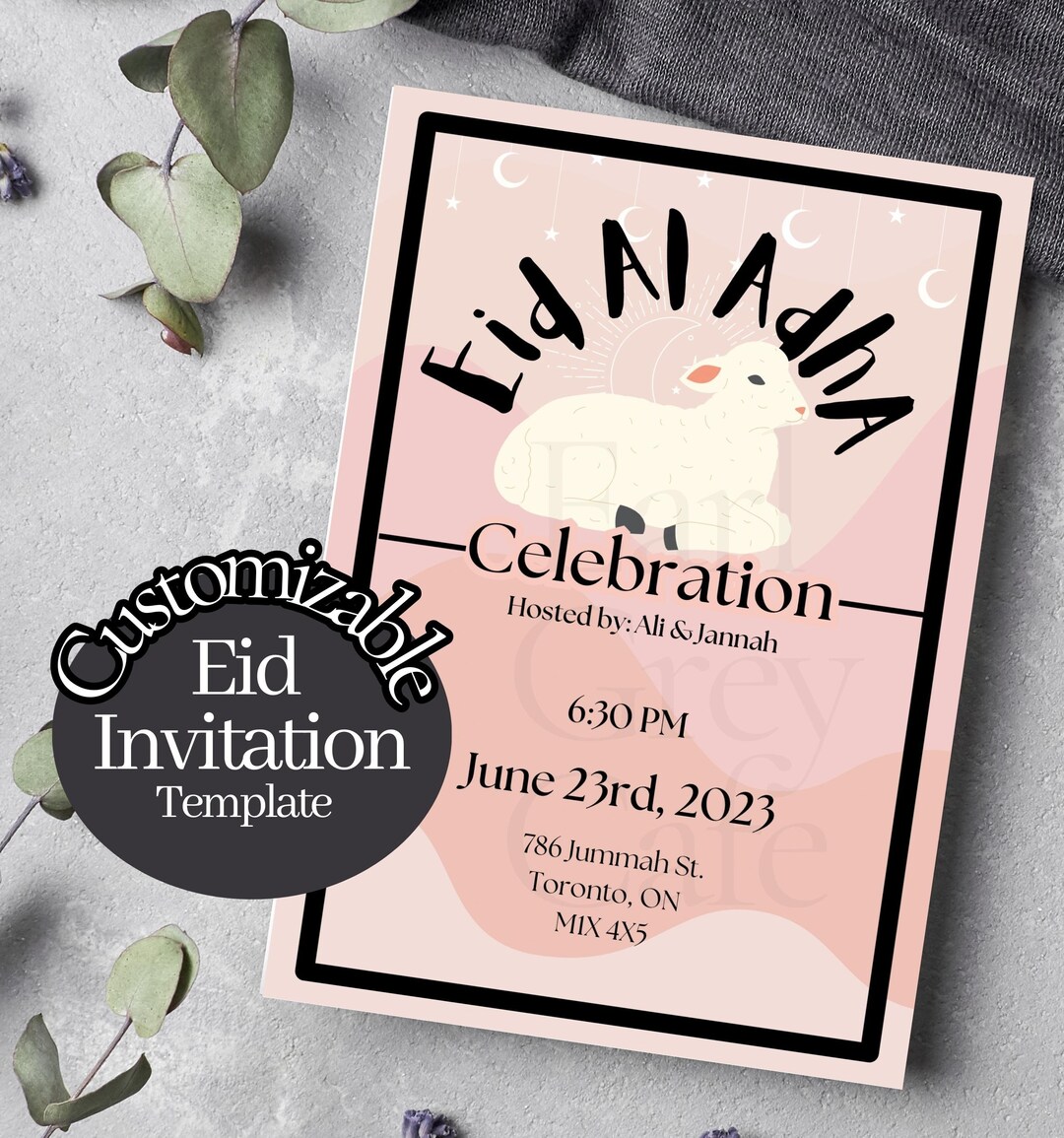 Eid Al Adha Invitation, Eid Digital Invite, Eid Invite Template, Muslim ...