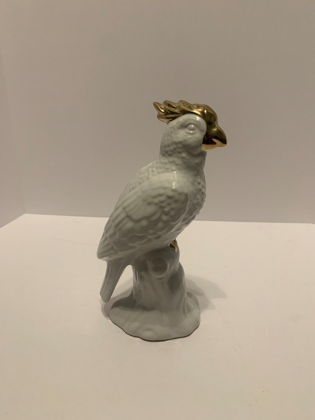 Vintage Porcelain Cockatoo Figurine With Gilded Beak, Crest and Talons ...