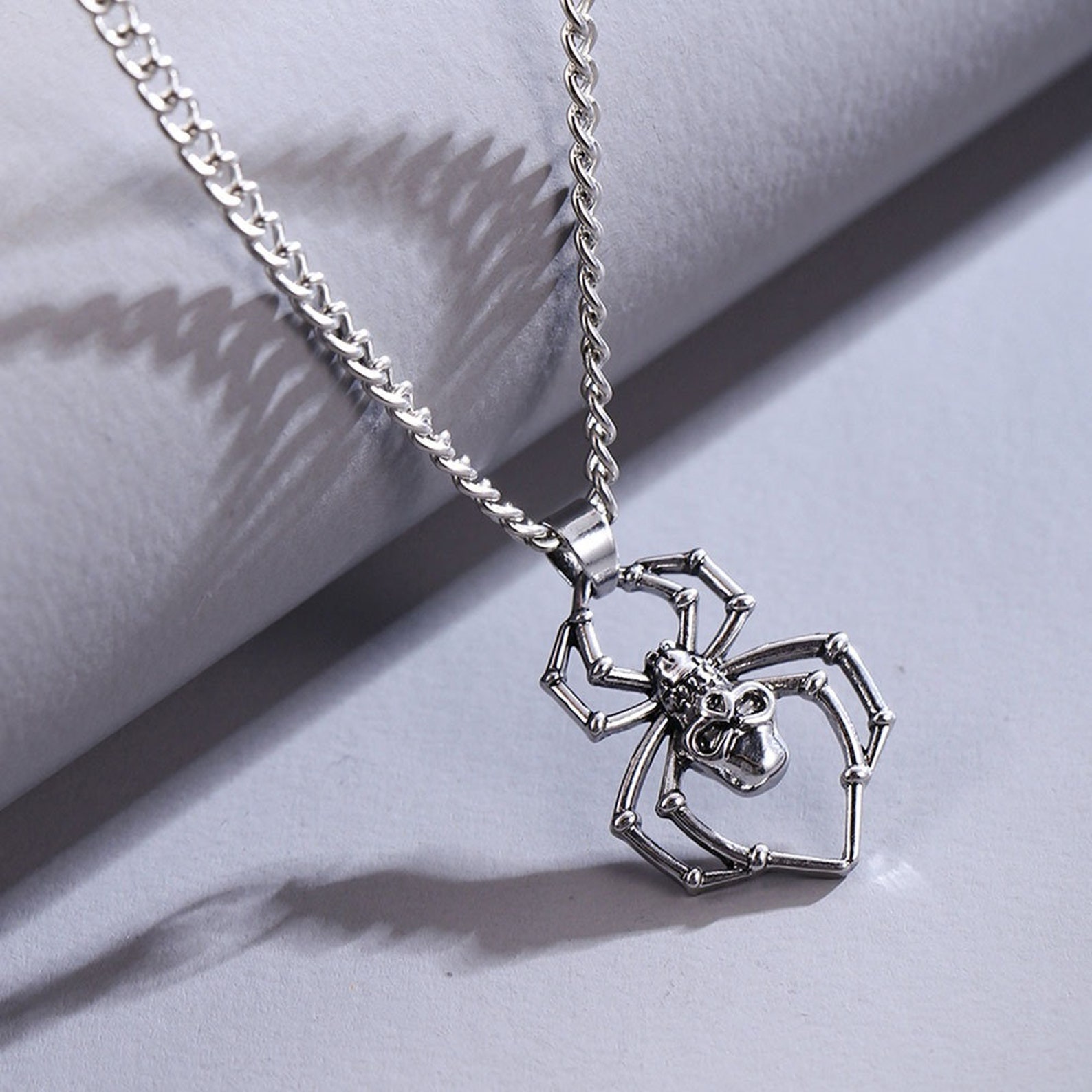 Spider Pendant Chain Necklace Spider Necklace Spider Pendant - Etsy