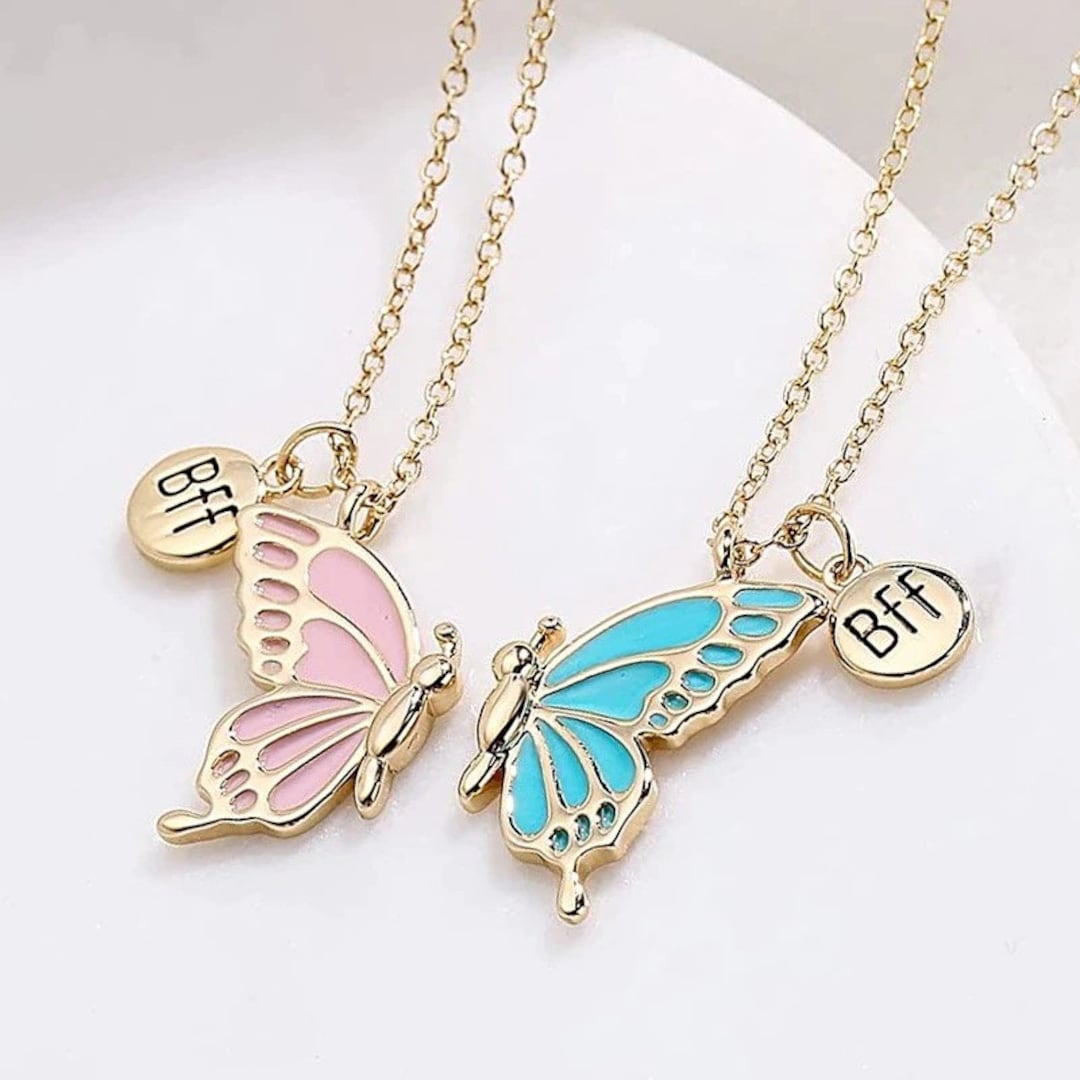 Dainty Butterfly BFF Necklaces Trendy Butterfly Best Friend - Etsy