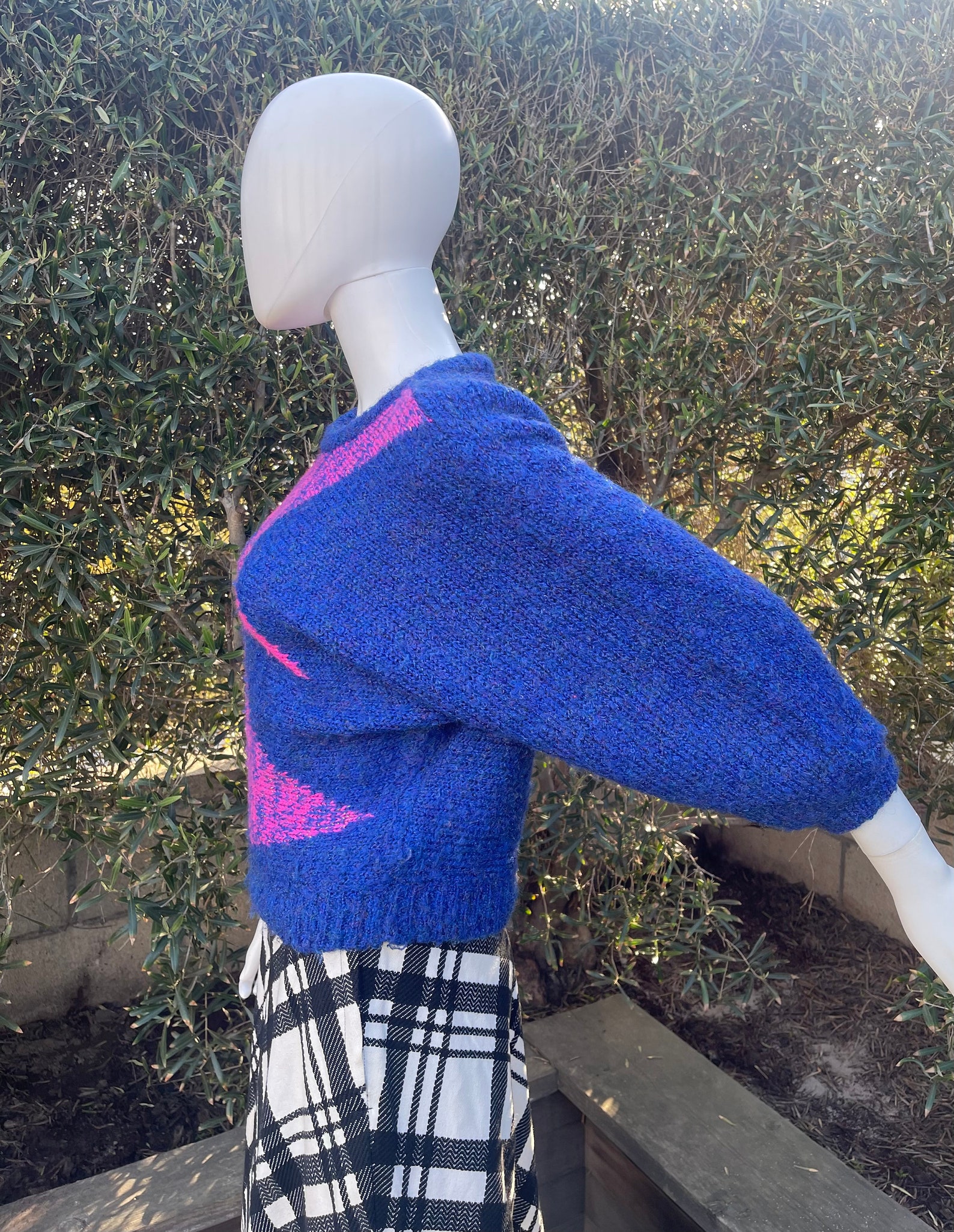 Powder Point 1980s Blue and Pink Sweater - Etsy
